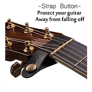 Guitar Strap for Acoustic, Electric Guitars with Suede Leather Ends, Includes 2 Safety Locks, 1 Leather Guitar Strap Button