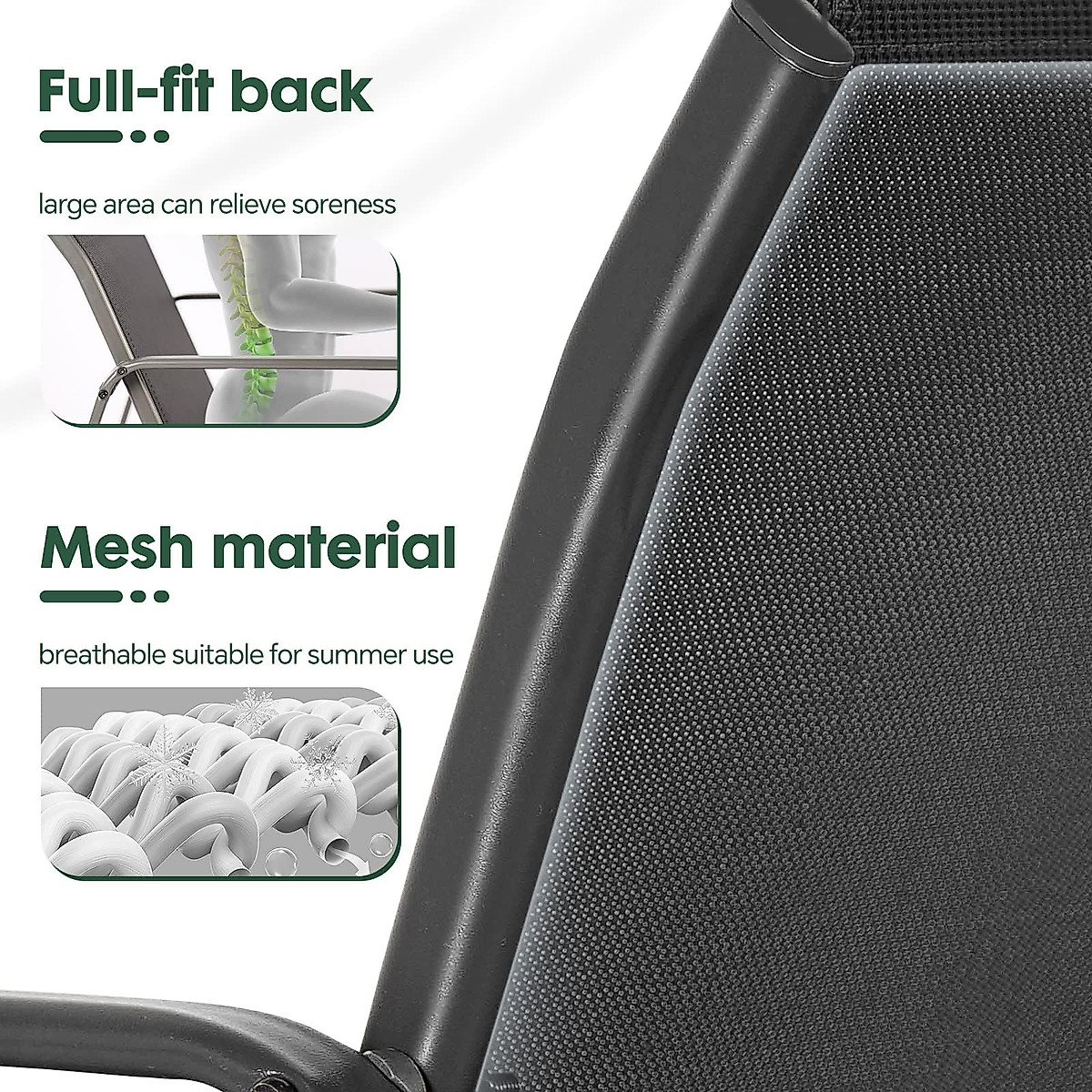 PAIQIAN 4 Pieces Patio Furniture Set Outdoor Patio Conversation Sets Poolside Lawn Chairs with Glass Coffee Table Porch Furniture for Courtyard, Garden and Balcony (Black)