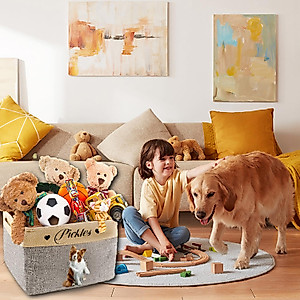 generic Custom Pet Toy Organizer Personalized Pet Folding Storage Basket Stores Dog Toys Dog Blankets & Clothes (dark brown)…