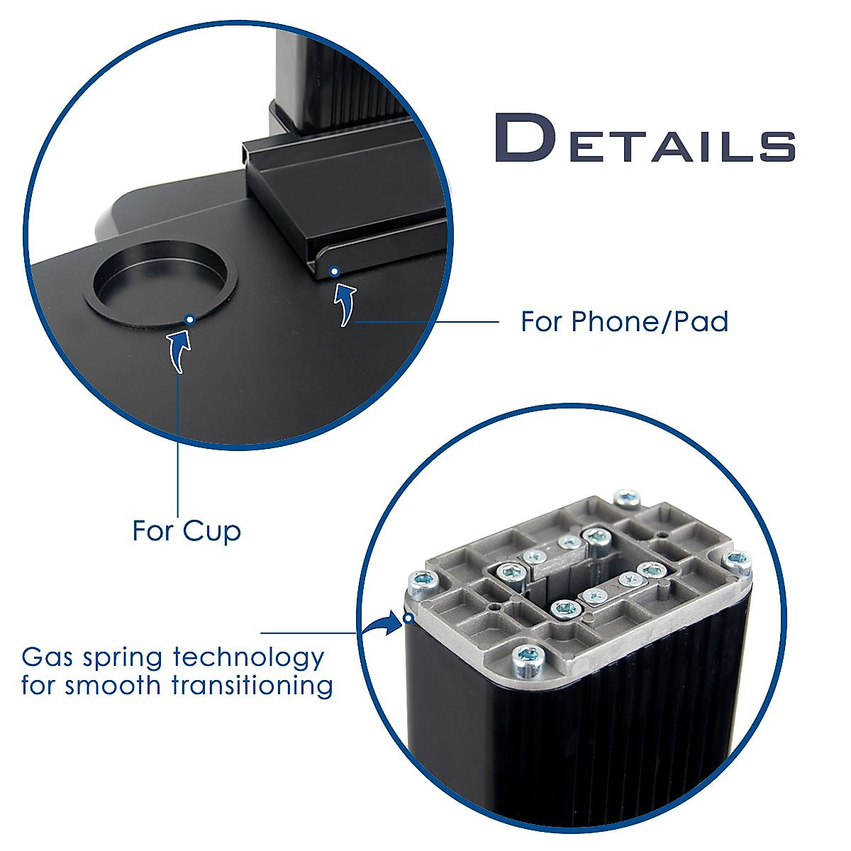 Dual Monitor Desk Converter, Adjustable Standing Desk Converter, Standing Desk Workstation with VESA Mount, Black