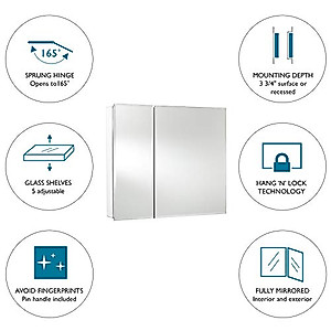 Jacuzzi PD44000 PD44000 26" H x 30" W x 5-1/4" D Double Door Medicine Cabinet
