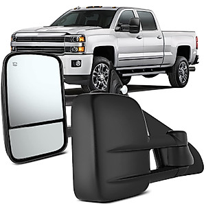 OCPTY Rearview Mirrors, Power Heated Towing Mirrors for 2014-2018 for Chevy Silverado 2014-2018 for GMC Sierra with Black Housing