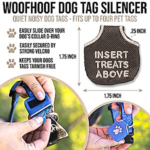 Woofhoof Dog Tag Silencer, Brown Insert Treats Above - Quiet Noisy Pet Tags - Fits Up to Four Pet IDs - Dog Tag Cover Protects Metal Pet IDs, Made of Durable Nylon, Universal Fit, Machine Washable