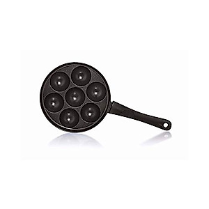 Satre Online And Marketing Non Stick Heavy Small Appam Pan with 7 Cavity,Appam Maker,7 Pits Appam Maker,Egg Pan Maker, Color Black & Silver
