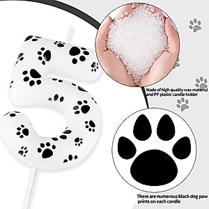 iNINGER White Number 3 Candle,Dog Paw Print Birthday Candles,Dog Paw Cake Toppers Candles for Numeral Birthday Candles for Boy Girl Dog Paw Birthday Decoration Cat Dog Party Supplies