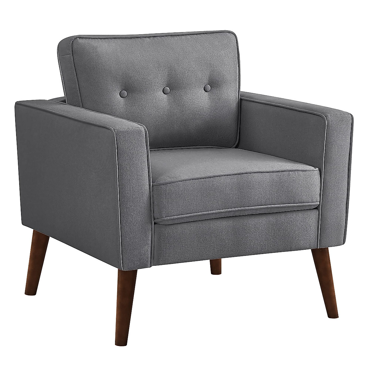 VASAGLE Accent Chair with Upholstered Cushion, Solid Wood Legs, for Living, Dining Room, Office, 31.5 x 31.5 x 30.7 Inches, Gray