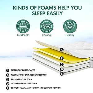 14 Inch Queen Mattress in a Box, Lechepus Plush Memory Foam Hybrid Mattress with Pocket Innerspring, Soft But Supportive Mattress for Pressure Relief, Queen Size 60"*80"