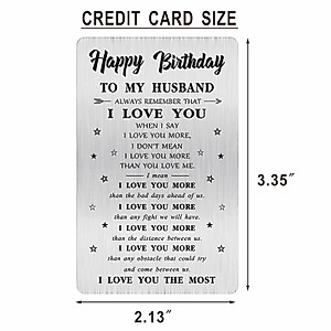 Alotozo Husband Birthday Card, Happy Birthday Gifts to My Husband, Bday Engraved Wallet Card Inserts for Hubby Men from Wife