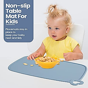 Potchen 6 Packs Silicone Placemat for Baby Toddler Non Slip Kids Placemat Reusable Baby Food Table Mat Portable Kids Placemats for Dining Table Kids Restaurant Placemat