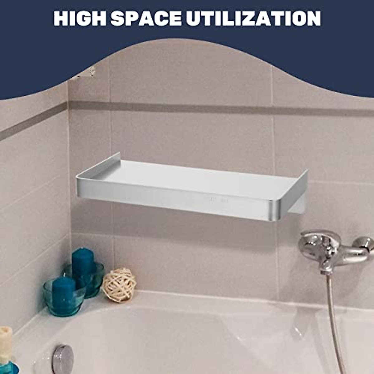 Cabilock Stick-on Wall Shelf Small Wall Mounted Adhesive Shelf Phone Holder Shelf