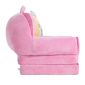Heritage Kids Rainbow Convertible Flip Lounger Foam Chair - Soft Plush Fabric - Ages 3+, Pink