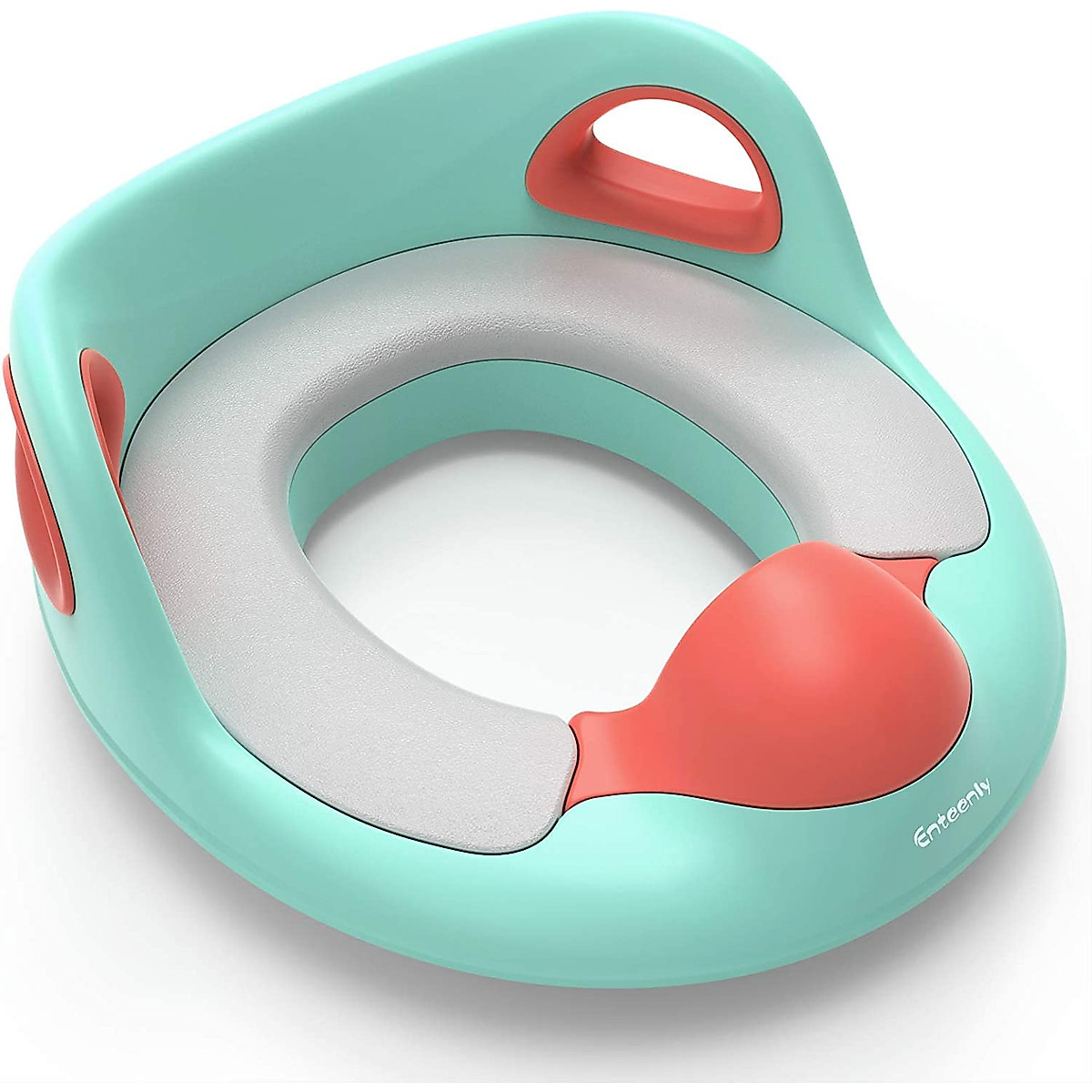 Potty Training Seat for Kids, Enteenly Toddler Toilet Seat for Boys Girls with 3.54in Higher Splash Guard, Sturdy (up to 165lb) Kid Toilet Trainer Ring, Suitable for 1-8 Age Kids, Green-Red