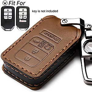 DLUBCZ Keychain Fob Cover Case Compatible with Honda Keyless Remote Control for Civic Accord Pilot CRV HRV CRZ Odyssey Ridgeline JED Crosstour Crider and Spirior etc. (C-Brown)