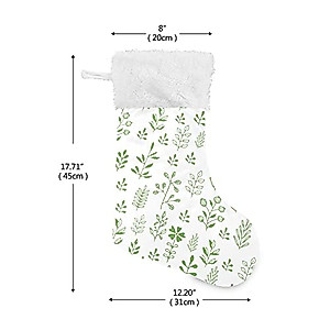 Kigai Christmas Stockings Cute Leaf Green Large Candy Stockings Stuffers Kids Cute Xmas Sock Decorations 2PCS for Home Holiday Party 12" x18"