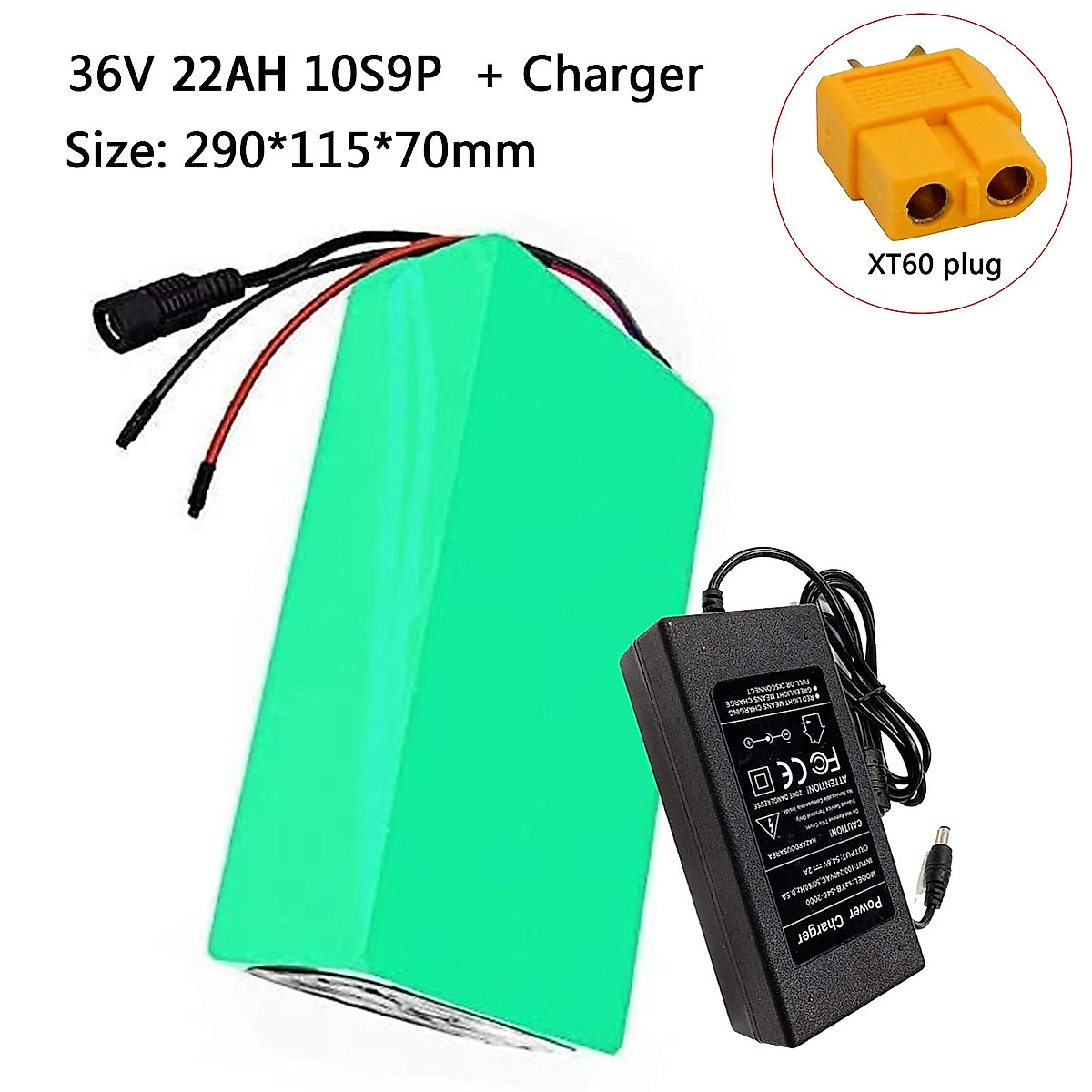 FREEDOH 36V 22Ah 10S9P E-Bike Battery Pack 22000mAh 750W Lithium Battery for Ebike Mountain Bike Electric Tools Electric Scooters Power Wheelchairs with BMS + 42V Charger,Xt60 Plug