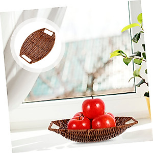 Angoily Rattan Weaving Storage Basket Fruit Bread Snack Woven Basket Simulated Rattan Elegant Decorative