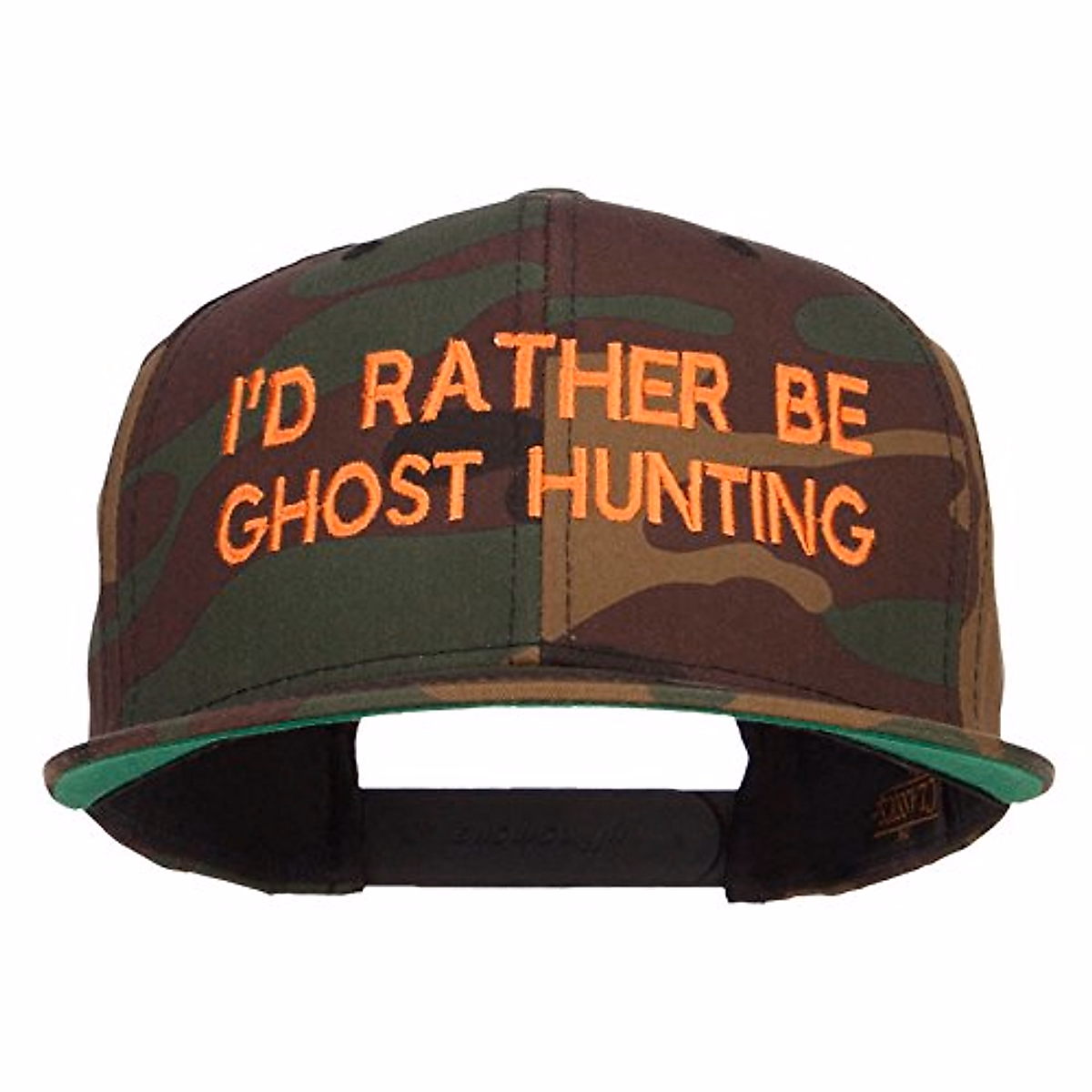 e4Hats.com I'd Rather Ghost Hunting Embroidered Camo Cap - Green OSFM