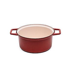 Misen Enameled Cast Iron Dutch Oven - Premium Quality Thick Core | Chip-Resistant Enamel Coating | Versatile Multi-Purpose Shape | Wide Handles for Easy Handling | Ideal for Everyday Cooking | 7QT I Red