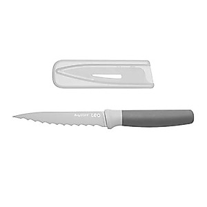 BergHOFF Leo Ceramic Coated Non-Stick Serrated Utility Knife, 11.5cm, Stainless Steel, Grey, 3.5 x 24 x 2 cm