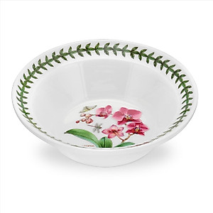 Portmeirion- Exotic Botanic Gardens Collection, Individual Oatmeal or Soup Bowl, Moth Orchid Motif-6.5-Inch- Earthenware - Dishwasher, Microwave, Warm Oven Only and Freezer Safe –Made in England