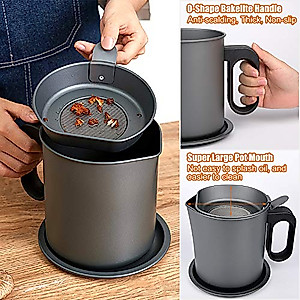 Bacon Grease Container with Strainer 1.7L Used Cooking Oil Container Deep Kitchen Fat Filter Pot Grease Keeper Stainless Steel Large Frying Oil Disposal/Storage Can
