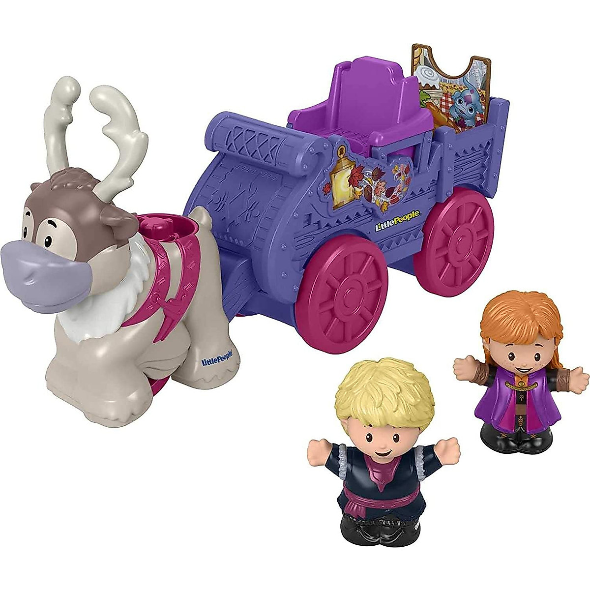 Fisher-Price Little People Toddler Toy Disney Frozen Anna & Kristoff’s Wagon Vehicle & Figure Set for Preschool Pretend Play Kids Ages 18+ Months