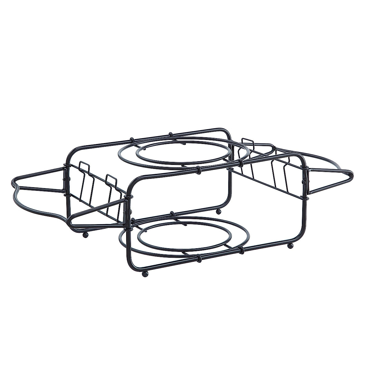 Giftburg Farm Buffet Caddy Tabletop Organizer, Flatware Napkin and Plate Picnic Caddy Stackable Serving Set, Black