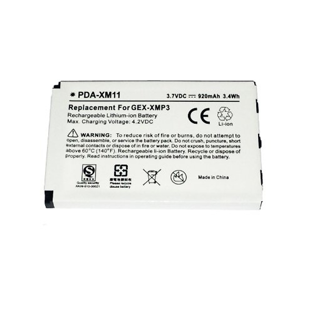 MPF Products 920mAh 990552 L01L40321 Battery Replacement Compatible with Pioneer GEX-XMP3, Sirius XM XMP3, XMP3i & XMP3H1 Portable Satellite Radio Receivers XM-6900-0004-00