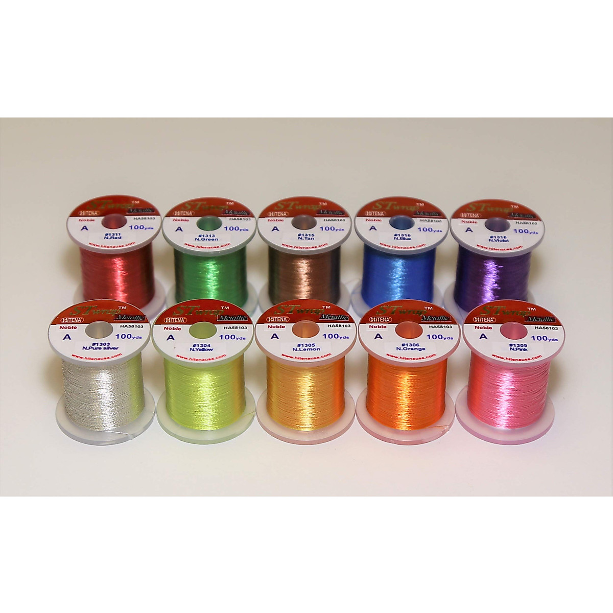 HITENA Rod Wrapping Thread - Metallic Noble 10 Color Pack (100yd)
