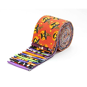 17 pc Halloween 1 Jelly Roll 2.5" pre-Cut 100% Cotton Fabric Quilting Strips