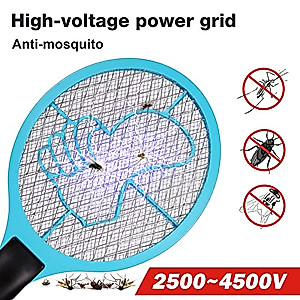 Bug Zapper! 3000 Volts Fly Racket Swatter Electric Mosquito Killer for Indoor and Outdoor, 3 Safe Layer Fly Moth Insect Killer,2AA Batteries Not Included （Circular）