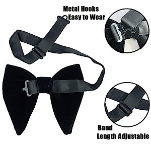 Mantieqingway Velvet Bow Ties for Men Oversize Pre-tie Bowtie Tuxedo Bowties (Black)
