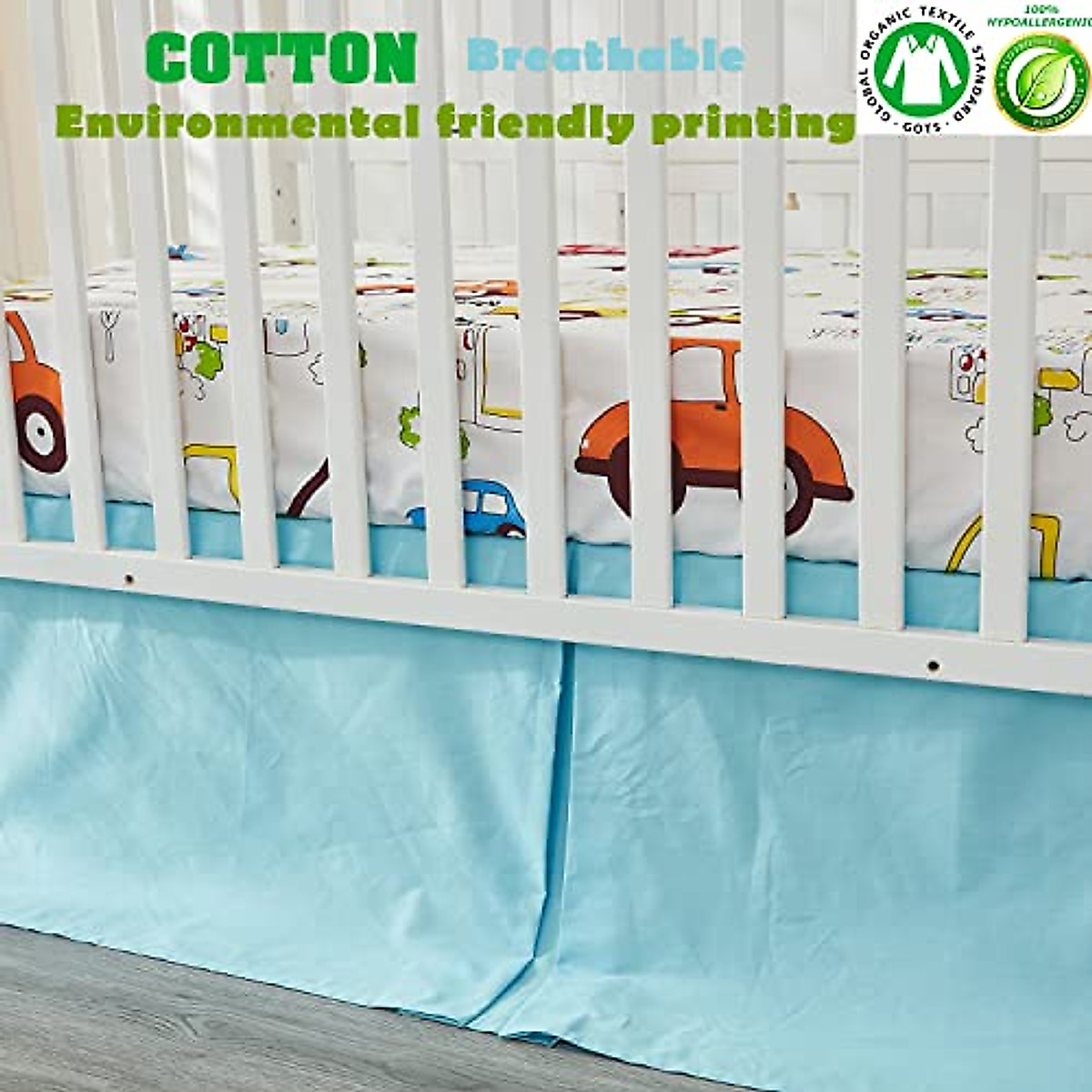 Brandream 6Piece Boys Crib Bedding Set Baby Vehicle Nursery Bedding with Car Trucks