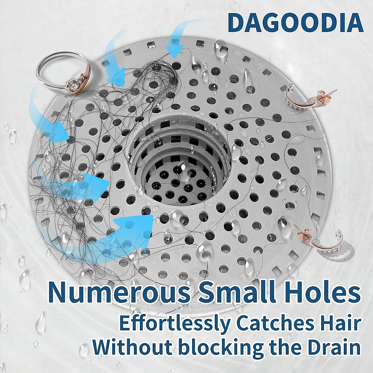 Dagoodia Shower Drain Hair Catcher, 3 PCS Silicone Collapsible Bathtub Drain Hair Catcher & Protector Tub Drain Hair Trap/Strainer Desiged for 1.47" to 1.75'' Regular Drains