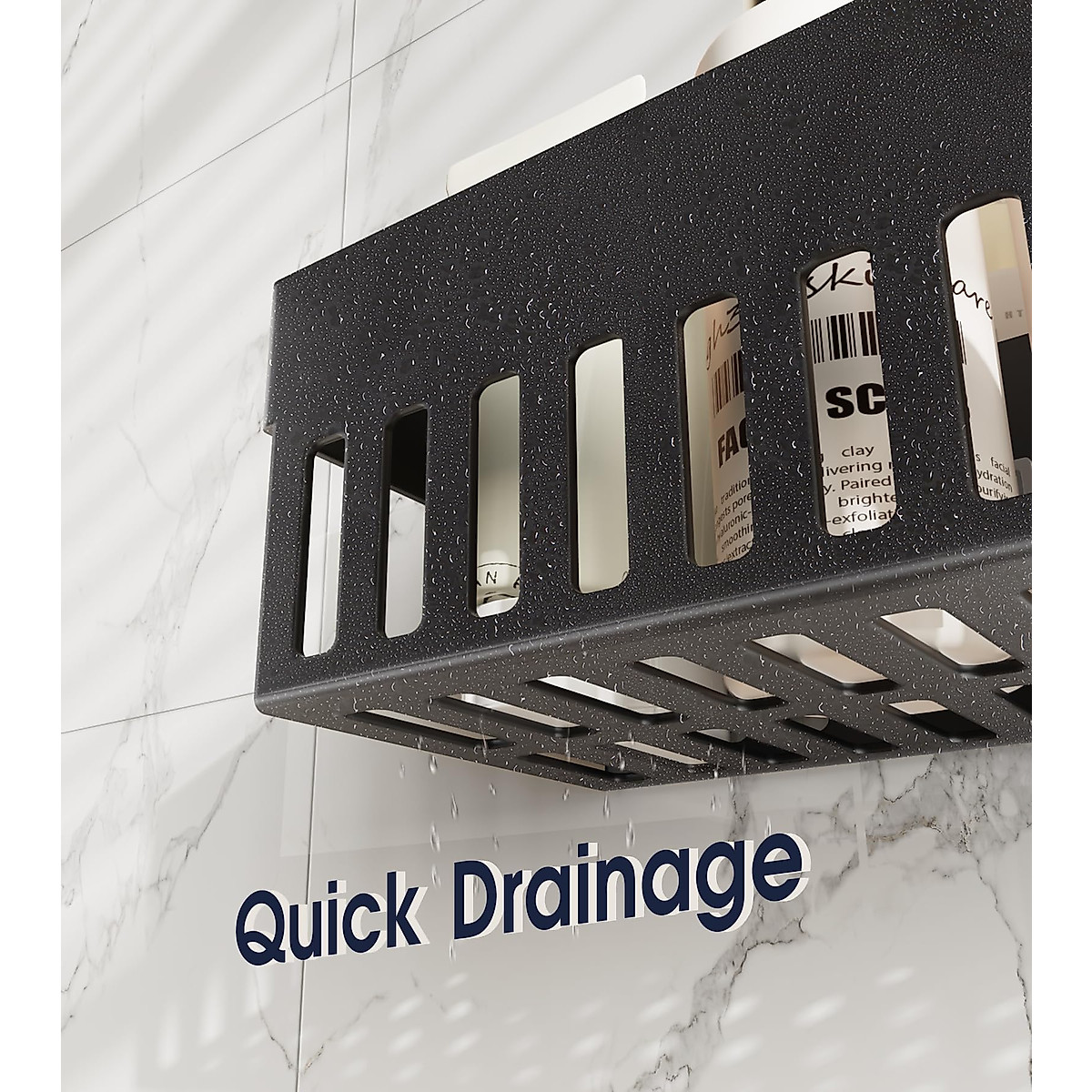 Solidhouse Shower Caddy, 2 Pack Shower Organizer Drill-Free Adhensive Shower Shelf for Inside Shower, Never Rust Aluminum Large Capacity Hold up to 40 Lbs for Bathroom Organization and Storage