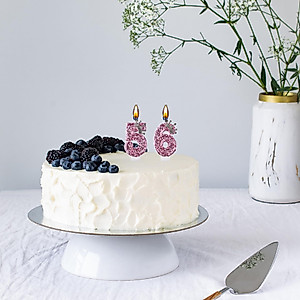 VSHILI 56 65 Birthday Candles, 56th 65th Cake Candles, Pink Birthday Number 56 65 Candles Cake Topper Decorations for Party Men Women