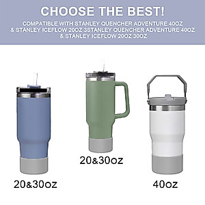 WILLFAN Protector Boot,Reduces Noise Protective Silicone Water Bottle Bottom Sleeve Compatible with Stanley Quencher Adventure 40oz & Stanley IceFlow 20oz 30oz（2 Packs） (Green)