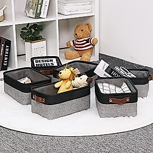 HNZIGE Storage Basket Bins Collapsible Storage Baskets for Organizing Shelf Closet Bedroom, Perfect Storage Bin with Handles for Closet, Clothes, Toy, Home（Black 15" x 11" x 9.5",11.8" x 7.8" x 5.1")