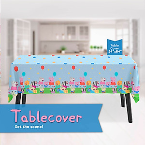 Peppa Pig Birthday Party Supplies, Peppa Pig Party Supplies and Decorations for 16 Guests, With Table Cover, Plates, Napkins, Cups and Sticker