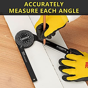 Miter Saw Protractor, 7.3 inch Aluminum Angle Finder with Precision Laser-Inside & Outside Engraved Scales, Miter Saw Protractor Angle Finder for Carpenters, Plumbers and All Construction Industries