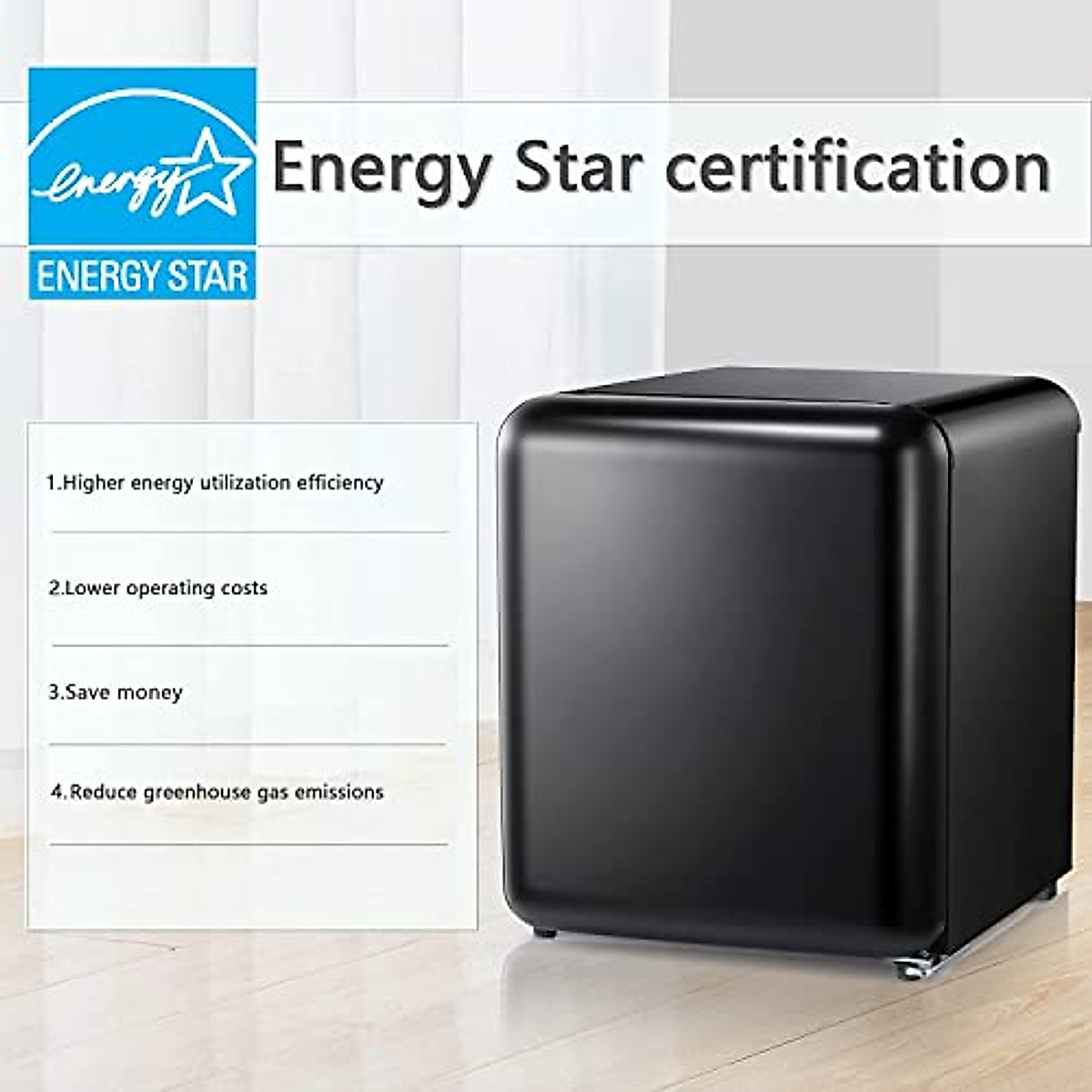Antarctic Star Compact Refrigerator Mini Fridge for Beverage, Ice Cream, Vegetable, Fruit, 1.7 Cu. Ft., Freezer with Drip Tray, Bottle Racks and Defrost Button, Great for Bedroom, Office, Garage, Dorm, Black