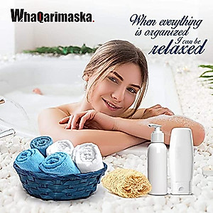 WhaQarimaska Food Baskets for Serving - Kitchen Organization Containers, Round Bamboo Basket - Storage Organizer for Pantry, Laundry Room, & Counter, Ideal for Fruit, Bread, & More - Pack of 3, Blue