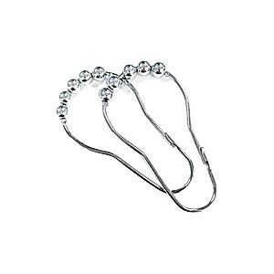 Indecor Home 17-Piece Ceramic Bathroom Accessory Set with Shower Curtain, 12 Hooks, Soap Pump, Toothbrush Holder, Soap Dish and Bath Rug Box Gift Set for Christmas Xmas (Santa)