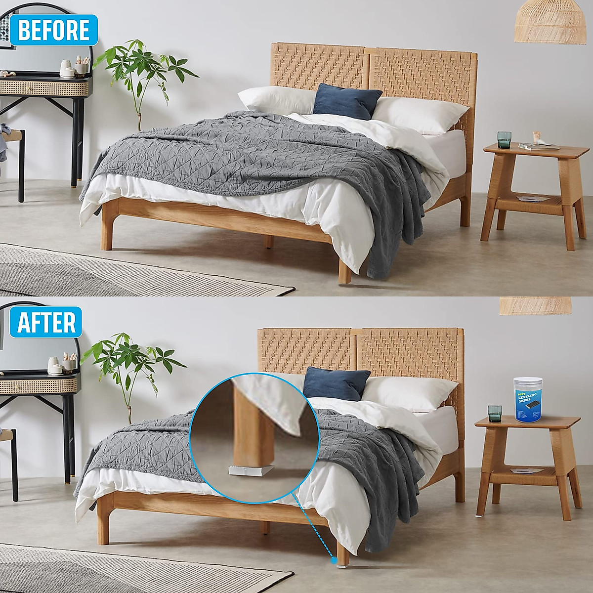 Furniture Levelers, 32 Pieces Jar, Clear Table Shim Premium Restaurant Leg Wedges, Home Improvement DIY Levelers - Rubber Type Texture, Firm, Non-Slip, Doors, Sofa and More