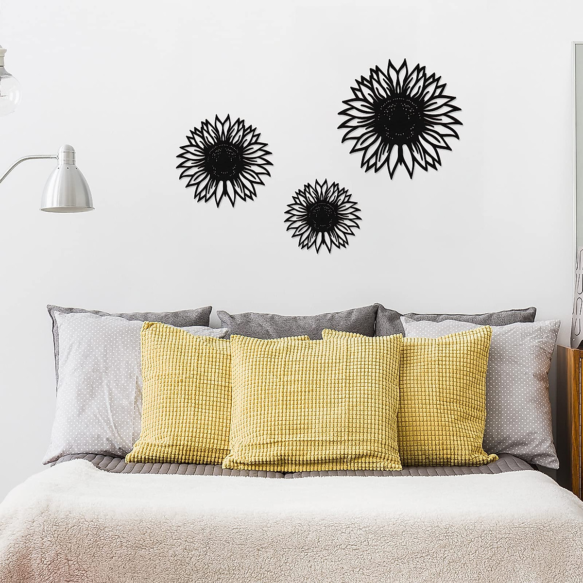 Sunflower Wall Decors Set of 3 Wood Room Wall Decor Rustic Sunflowers Petal Sign Hanging Wall Art Bedroom Bathroom Living Room Wall Decors Geometric Sculpture for Home Garden Outdoor 6 8 12 Inches