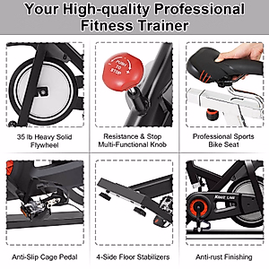 KOUZ LIVE Cycling Exercise Bikes Indoor Stationary Bike for Home Workout, Cycle Bike with Quiet Belt Drive &amp; Professional Seat &amp; Ipad Mount