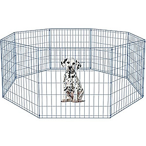 BestPet Dog Playpen Metal Wire Playpen Dog Pen 8 Panel Indoor Outdoor Metal Protable Folding Animal Exercise Dog Fence 24 Inch,Blue
