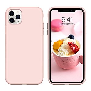 DUEDUE Case for iPhone 11 Pro Case, Liquid Silicone Soft Gel Rubber Slim Cover with Microfiber Cloth Lining Cushion Shockproof Full Body Protective Case for iPhone 11 Pro 5.8" 2019,Pink Sand