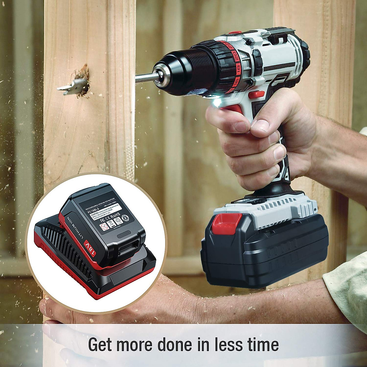 18V Replacement Charger Compatible with PCXMVC PCMVC for Porter Cable Cordless Power Tool Li-ion NiCd NiMh Battery, Upgraded 2 Pack 18V 3.7Ah Replacem