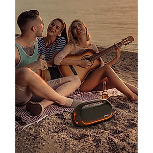 Tronsmart Bang(Upgraded) 60W Bluetooth Speakers with Subwoofer, IPX6 Waterproof Loud Bluetooth Speaker with 7 LED Color Light, 24H Playtime Bluetooth Portable Speaker with Handle for Outdoor, Party